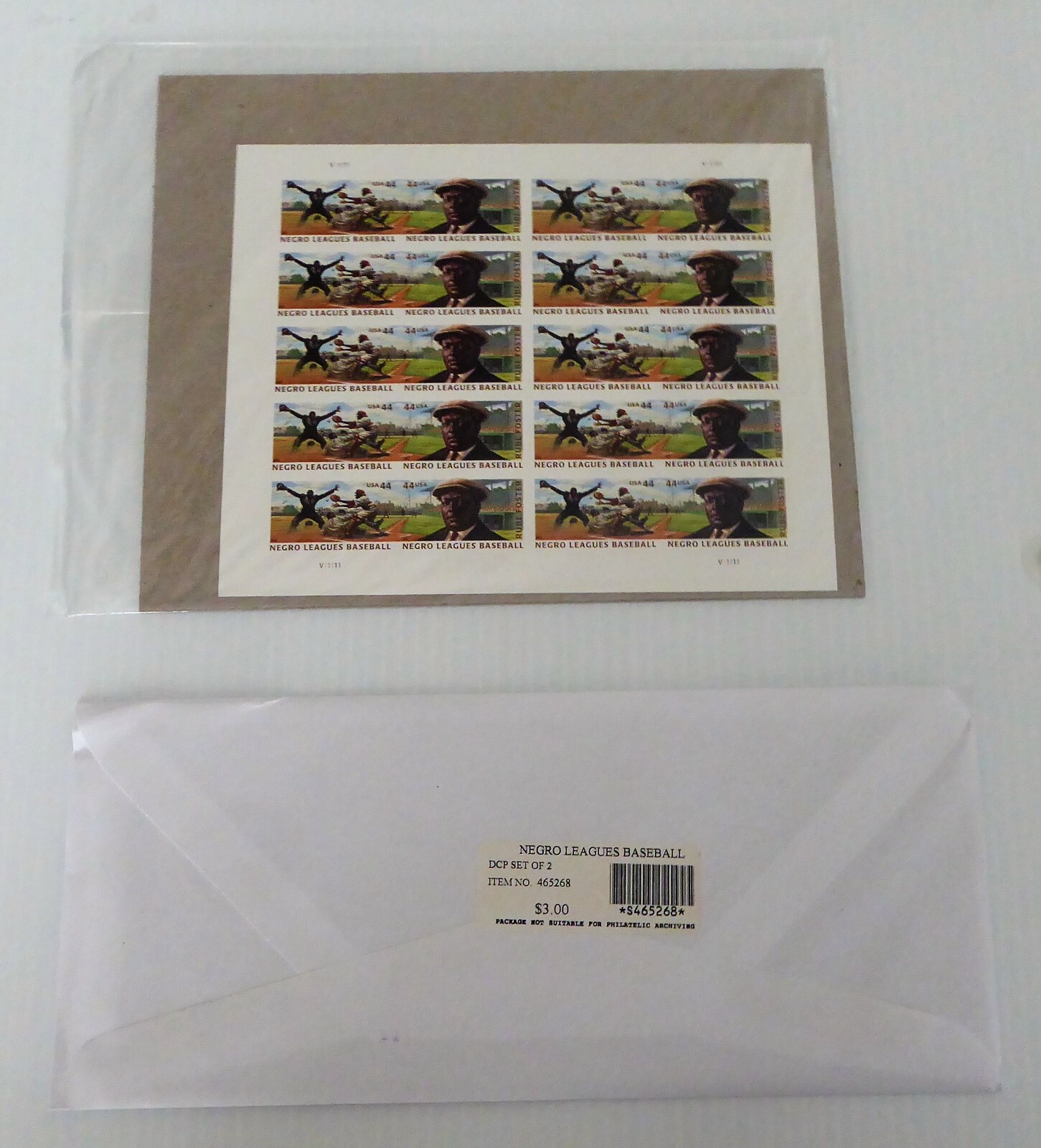 USPS 2010 Negro Leagues Baseball, 20 44 Cent Stamps, 2 DCPs, 4465/6 ...