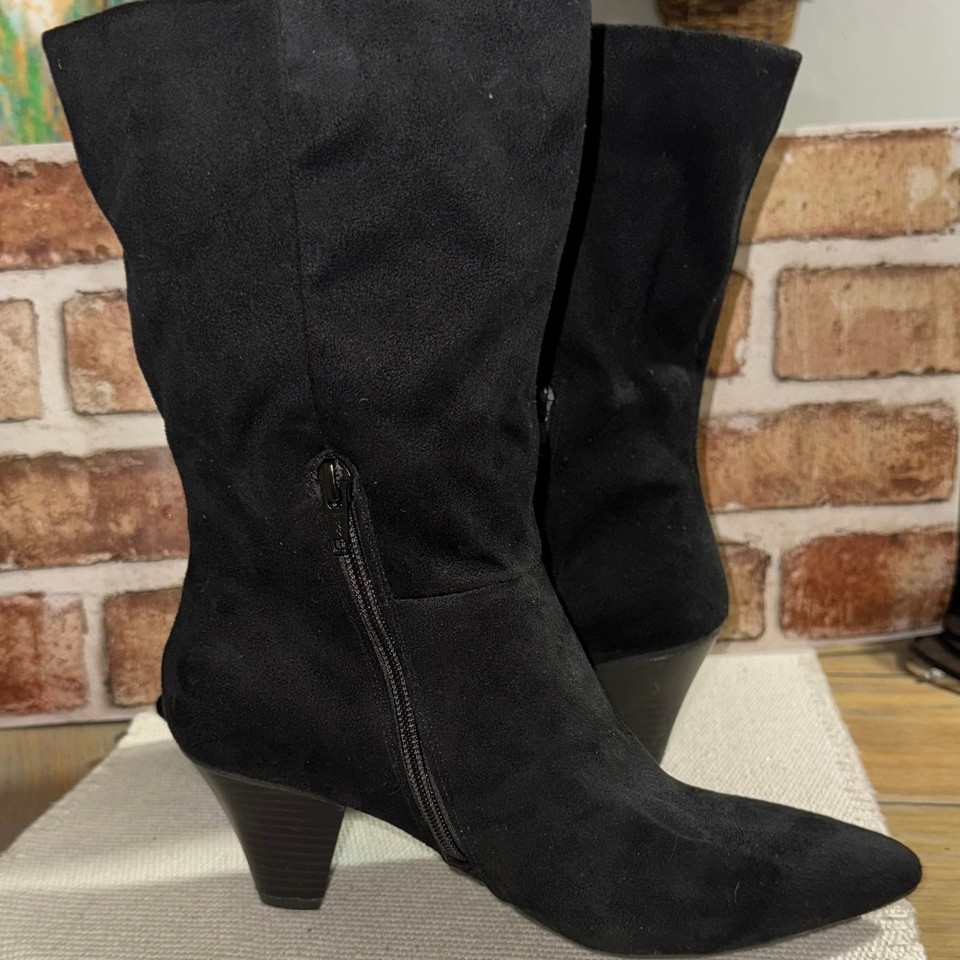 Universal Thread Ada Black Dress Boots Mid-Calf Pointed Toe | eBay