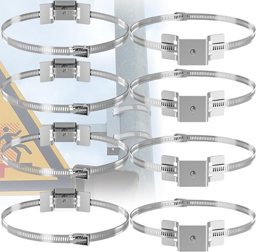 4 Set Sign Mounting Brackets for Larger Poles, Adjustable Street 4 Sets ...