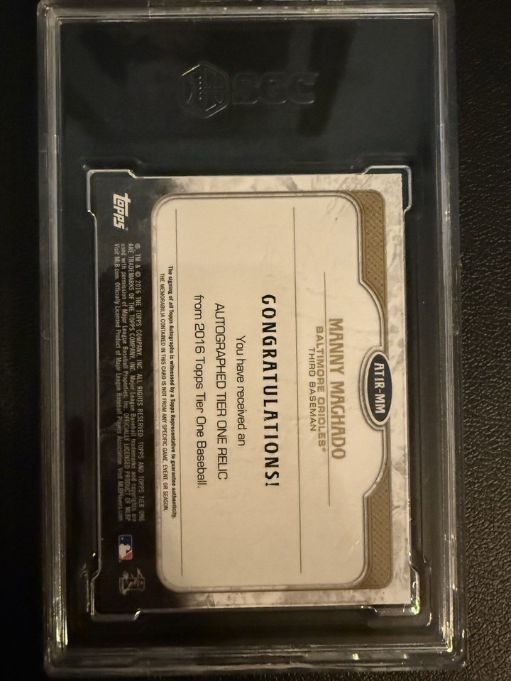 2014 Topps Tier One - Autograph Patches Manny Machado Jersey Match 13/ ...