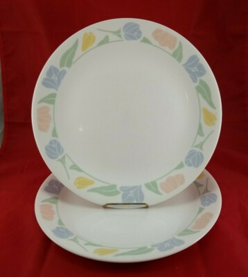 Corelle By Corning Dinner 10 1/4" Dia. Plates Floral Pink Blue Yellow ...