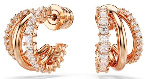 NWB Swarovski Hyperbola Hoop Earrings, Mixed Cuts, Rose Gold-Tone ...