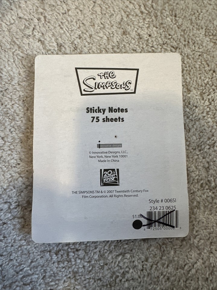 The Simpsons- Homer Sticky Notes- Real Saturdays | eBay