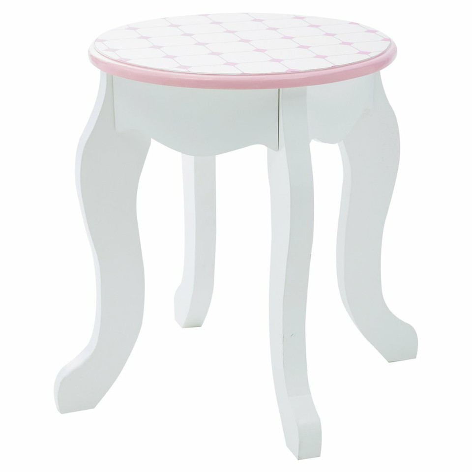 Girls 6pc Vanity Set Pink White Castle Princess Table Mirror Stool ...