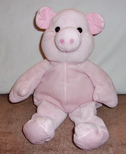 Kellytoy Beanpals Plush Stuffed Animal Pale Pink Pig 9 " sitting - 15 ...
