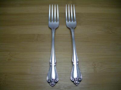 1881 Rogers Oneida Arbor / True Rose Set of 2 Dinner Forks 7 1/4" USA ...