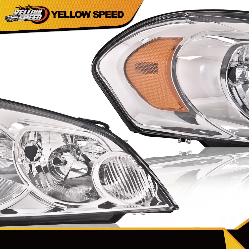 Chrome Housing Amber Headlight Fit For 2006-2016 Chevrolet Impala ...
