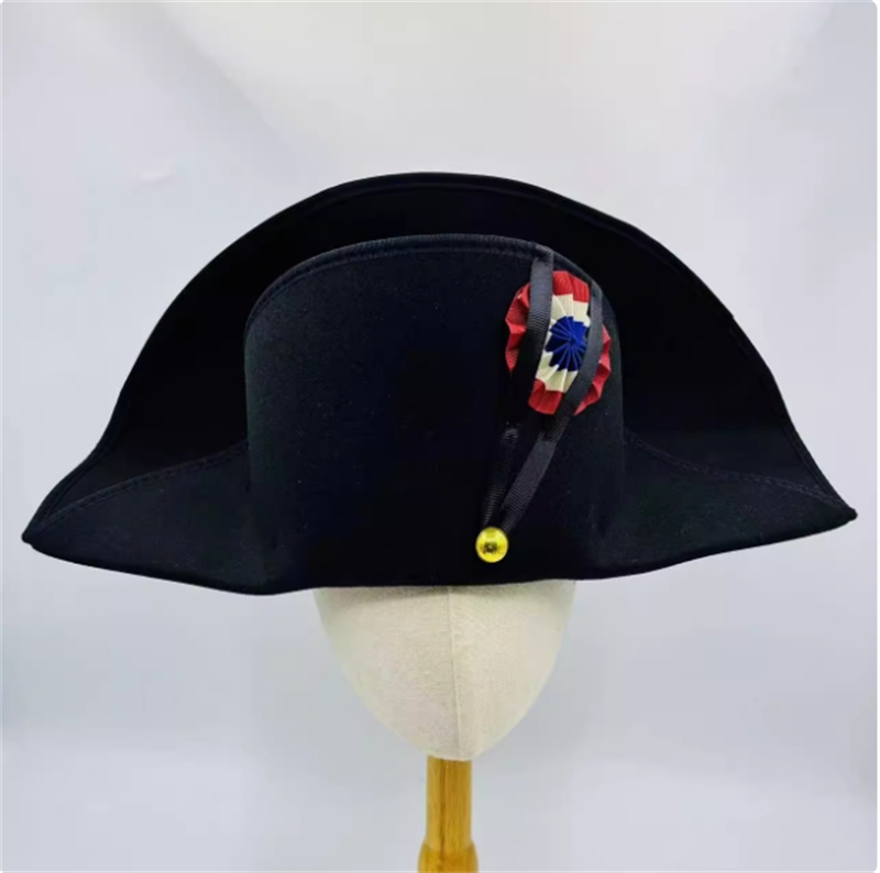 Napoleon French Admiral Captains Bicorne Hat Woolen Cosplay Black Cap ...