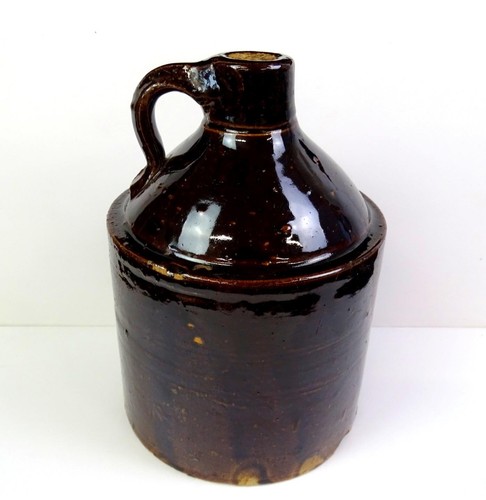 Antique Stoneware Pottery Prohibition Era High Gloss 6 1/2" Whiskey Jug ...