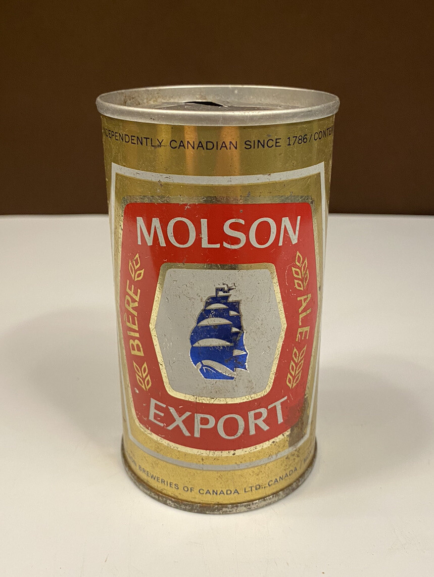 MOLSON EXPORT ALE STRAIGHT STEEL PULL TAB 12oz BEER CAN UNION MADE ...
