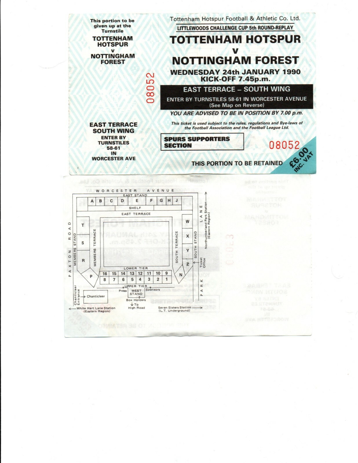 tottenham hotspur v nottingham forest memorabilia football ticket wed ...