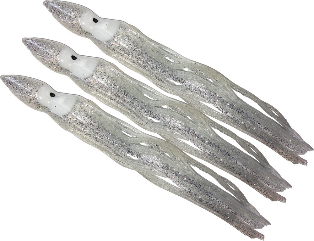 5.5" to 8.5" Octopus Squid Hoochie Replacement Skirt - Silver Sparkle ...