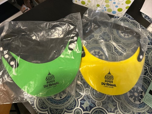 2 NEW Vintage RARE DONALD TRUMP Taj Mahal YELLOW GREEN Shade Strap Sun ...