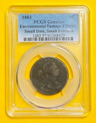 1803 U.S. DRAPED BUST LARGE CENT COPPER PENNY 1c COIN (PCGS-Fine). | eBay