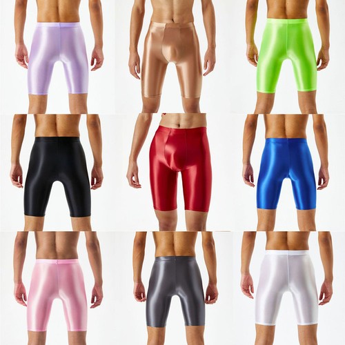 Men Compression Sports Tight Shorts Glossy Athletic Swim Workout Gym ...
