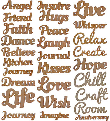 Laser Cut Wooden MDF Craft Shapes Blanks Words MULTIPLE DESIGNS | eBay