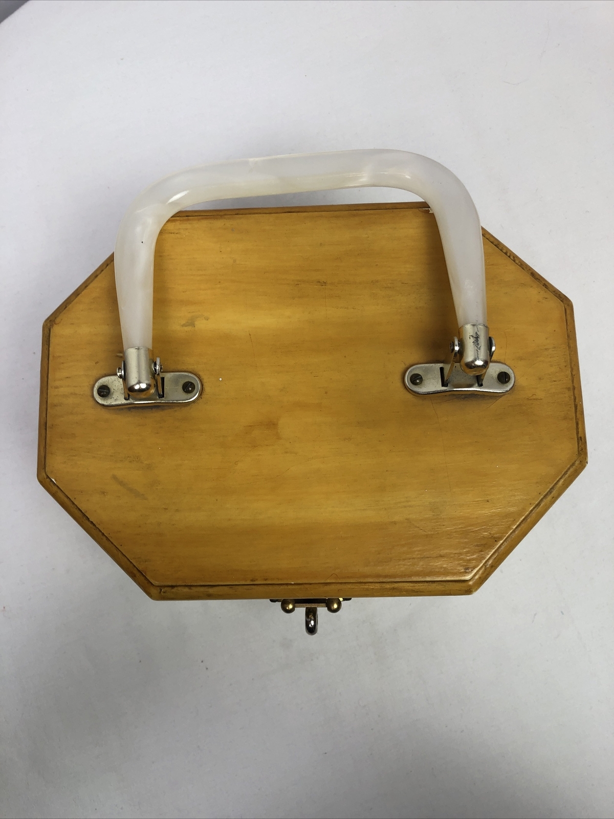 Vintage Marketplace Wooden Box Purse w/ MIRROR Decoupage Handbag 1970's ...
