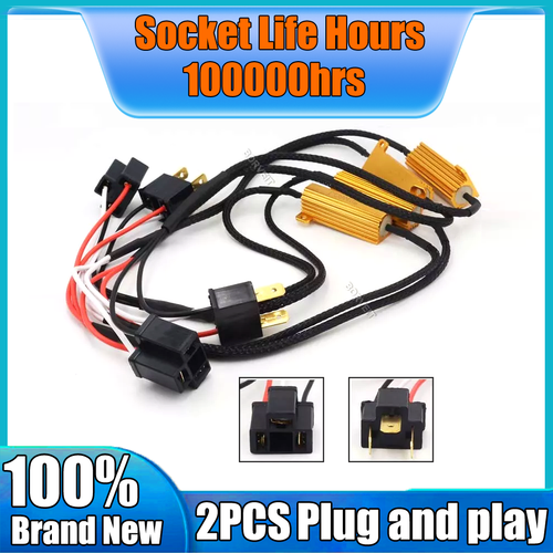 H4 9003 Load Resistor Kit HID Relay Harness LED Anti Flicker Error Free ...