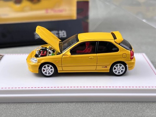 FH 1:64 Yellow Civic Type R EK9 Hatchback Sport Model Diecast Metal Car ...