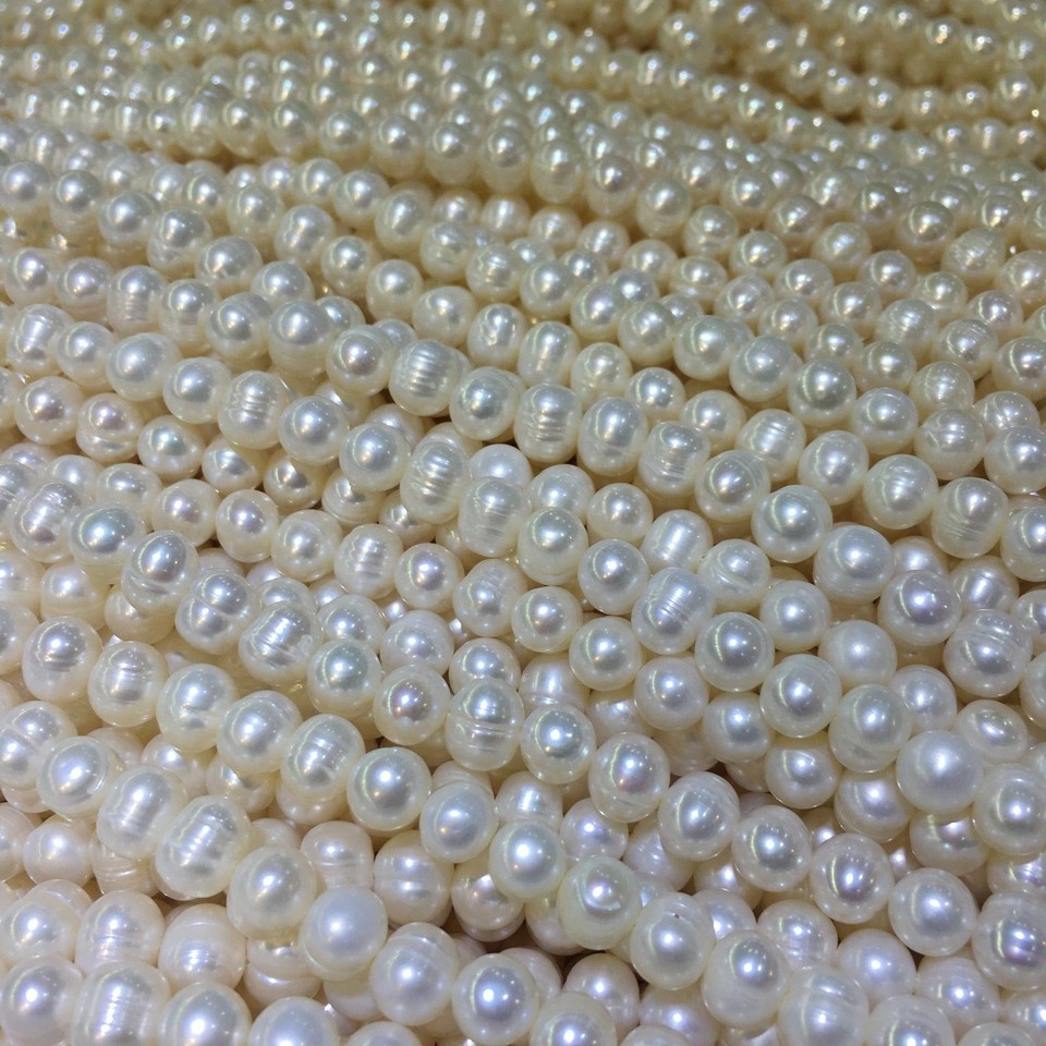 Wholesale Freshwater Pearl Gems White Loose Beads for Making 1 Strand ...
