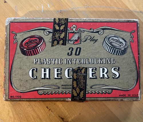 Box of Vintage Tournament Play Plastic Interlocking Checkers Made in ...