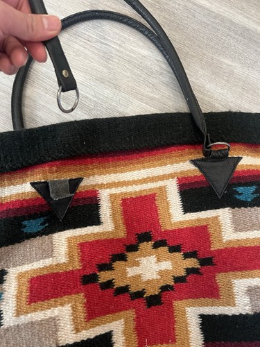 Vintage Southwestern Native American Weave Tote Bag *handle Tear* Wool ...