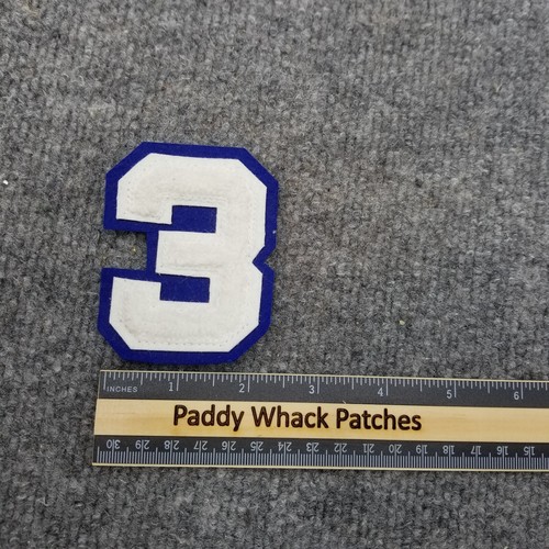 Number Three Chenille Letterman Varsity Patch White Blue P6 | eBay