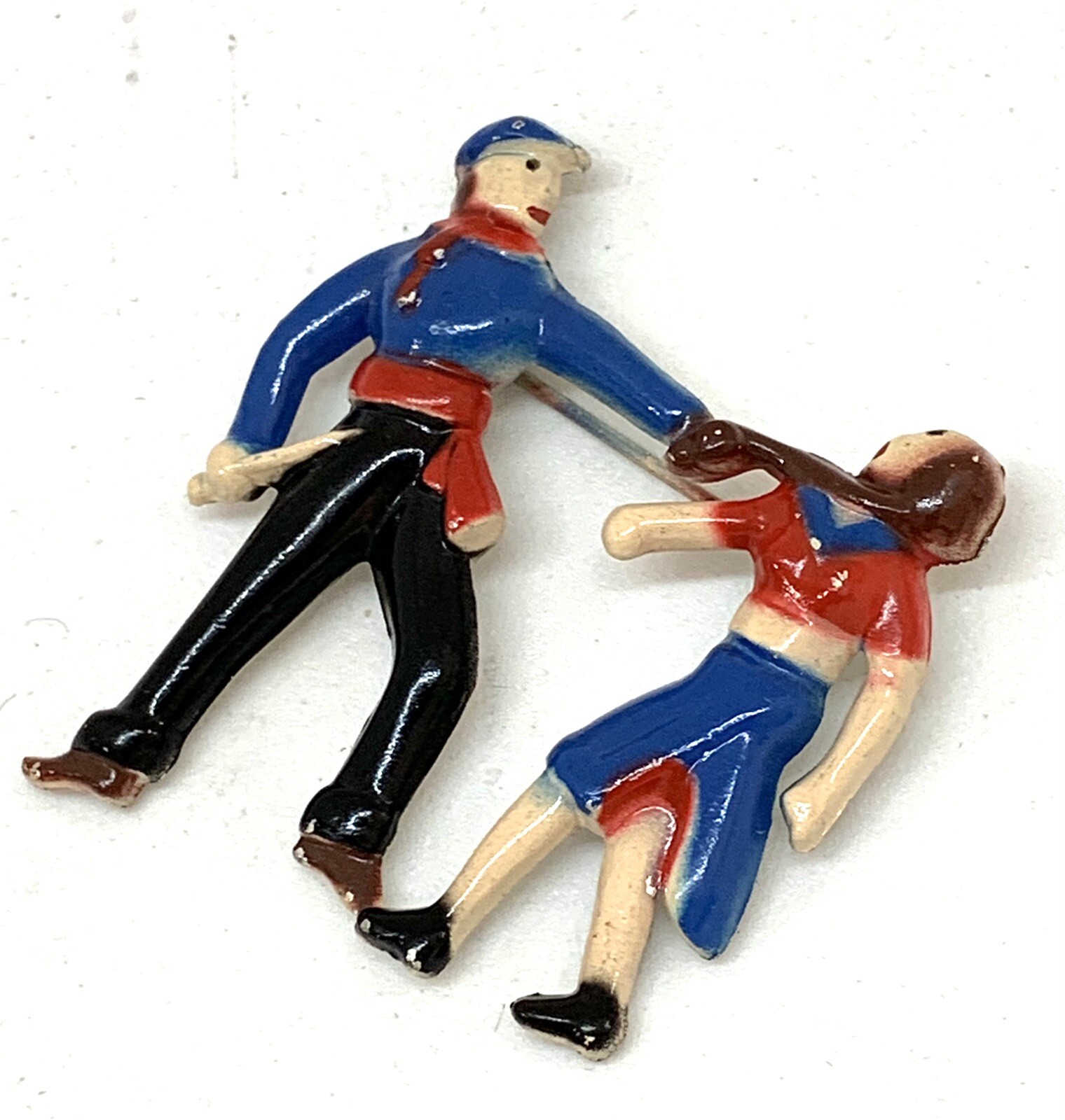 Vintage 1930's Enameled Apache Dancers Pin Brooch - Gem