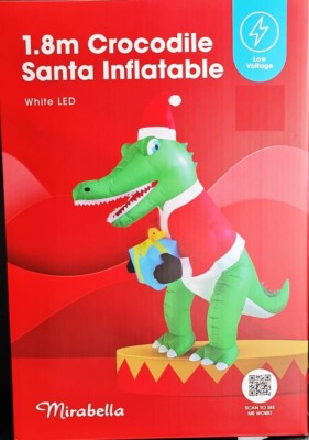 Mirabella 1.8m LV Crocodile Santa LED Inflatable/Low Voltage/Indoor or ...
