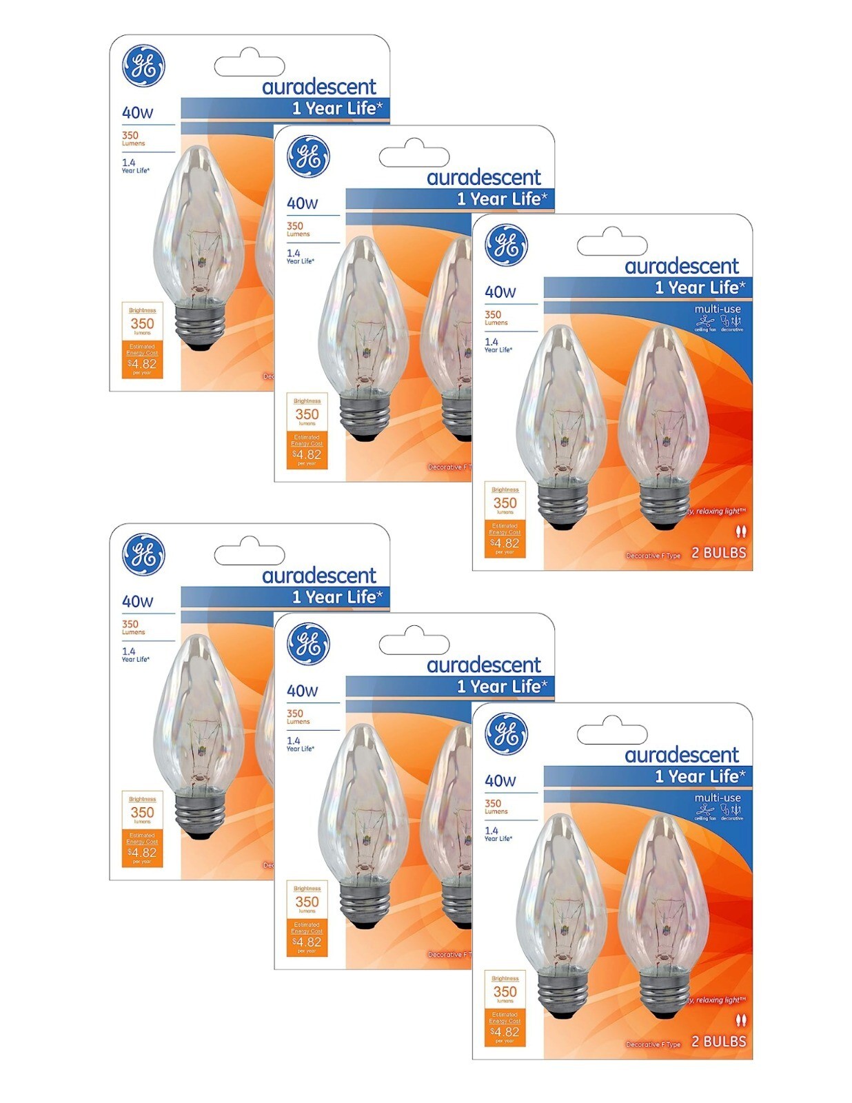 Ge Lighting 75343 40w Flame Shape Auradescent Bulb 12 Bulb | eBay