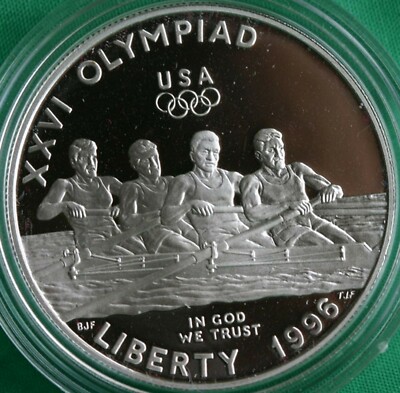 1996 P Olympic Rowing PROOF Silver Dollar Commemorative $1 COIN ONLY ...