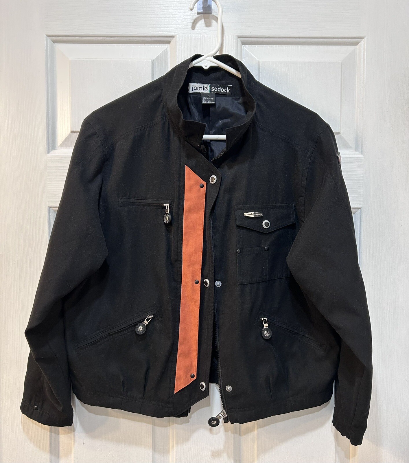 Jamie Sadock Black Full Zip Golf Jacket 80's Style Windbreaker Crop ...