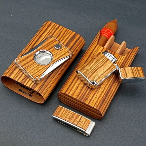 BRIZARD & CO NANO SERIES 2 CIGAR TORCH LIGHTER BUBINGA WOOD BROWN MSRP ...