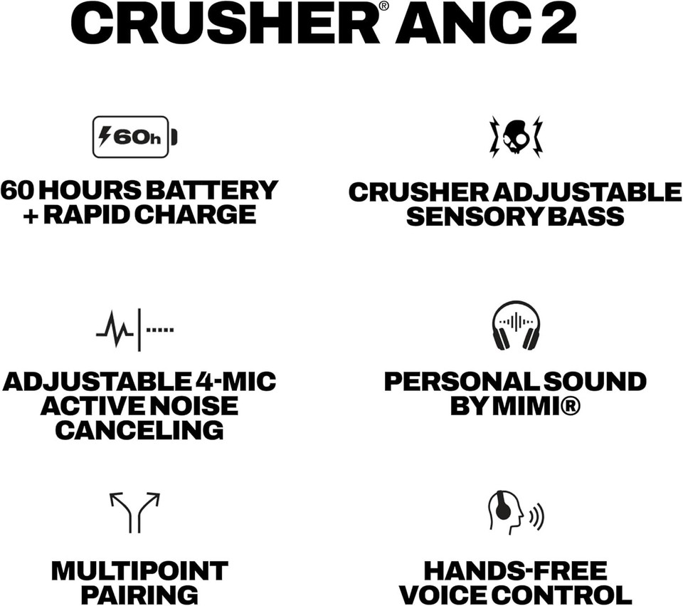 SkullCandy Crusher ANC 2 Over-Ear BT Wireless Headphones - Plasma *NEW ...