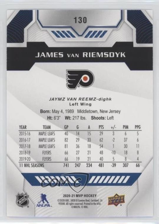 2020-21 Upper Deck MVP Factory Set Blue James van Riemsdyk #130 | eBay