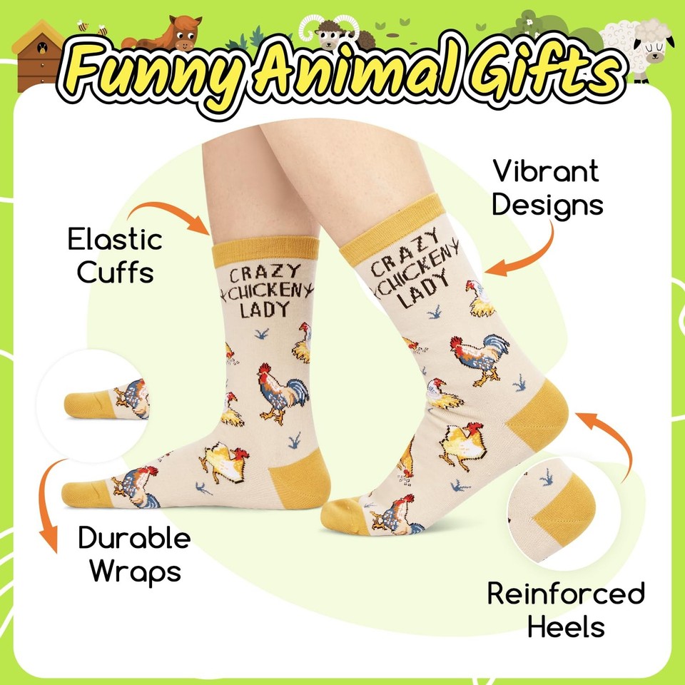 Crazy Chicken Lady Gifts - Funny Chicken Socks for Mom Animal Lovers ...
