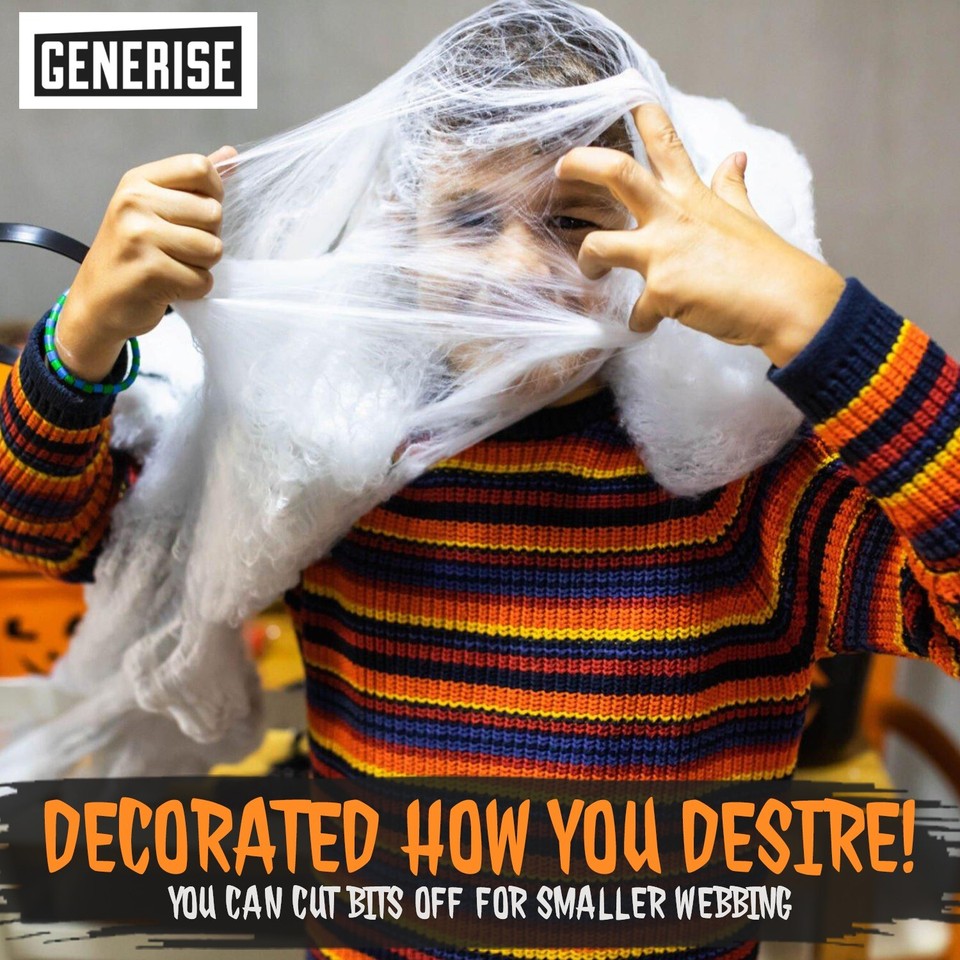 HALLOWEEN DECORATION SPIDER WEB SPIDERS STRETCHABLE COBWEB FANCY DRESS ...