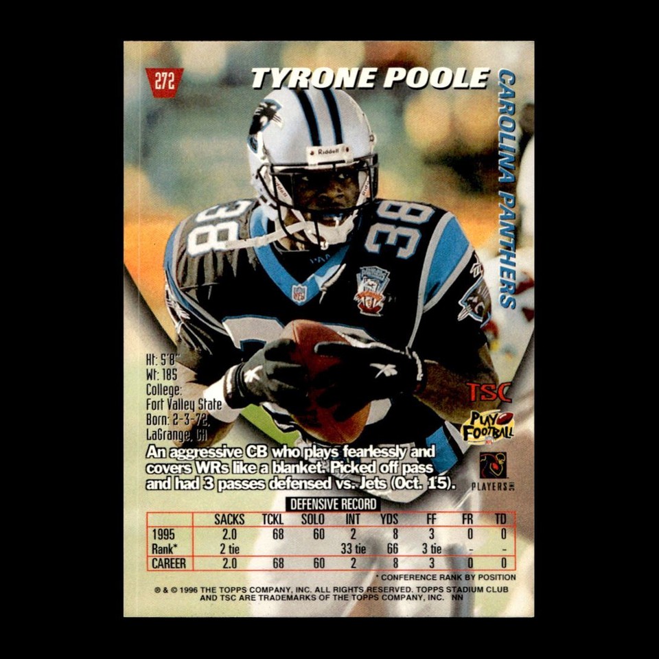 Tyrone Poole 1996 Stadium Club Carolina Panthers #272 R329A 51 | eBay