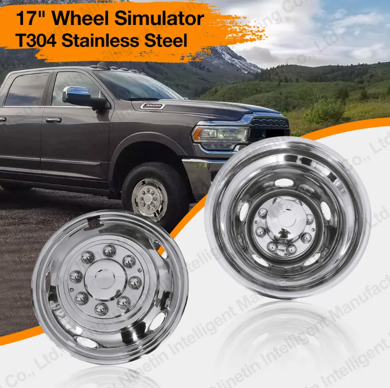 Dodeg Ram 3500 2003 17" Dually Stainless Steel Wheel Simulators Dual ...