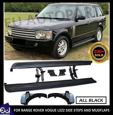 FOR RANGE ROVER VOGUE L322 SIDE STEPS RUNNING BOARDS & MUDFLAPS OE ...
