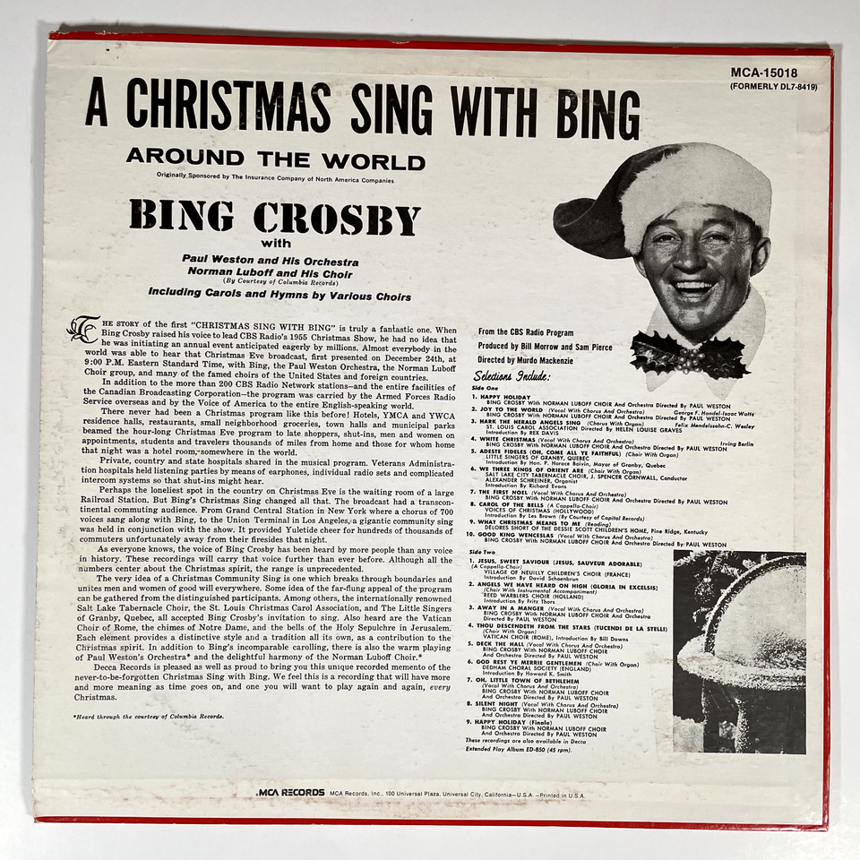 BING CROSBY A Christmas Sing With Bing Vinyl LP 1973 Reissue EX | eBay