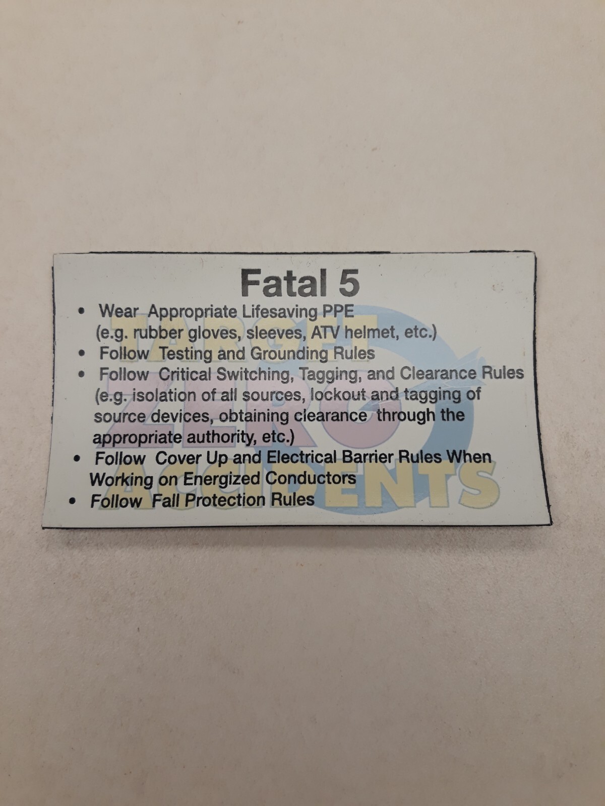 Entergy Magnet Fatal 5 Target Zero Accidents | eBay