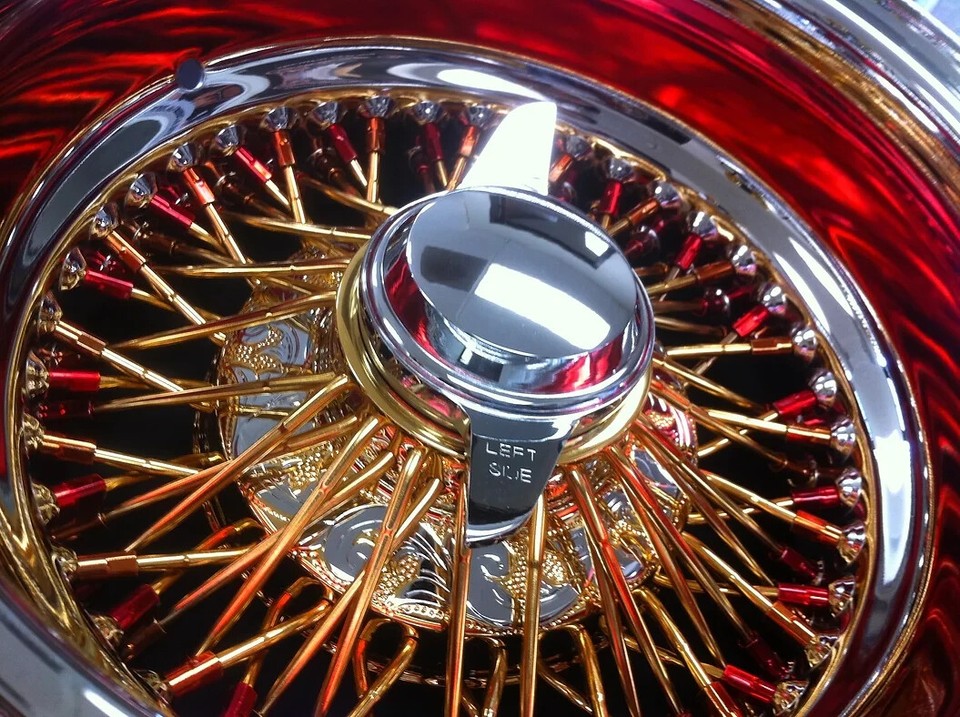 4 - 13x7 Zenith style wire wheels Rev 72 Spokes Cross Lace All Chrome ...