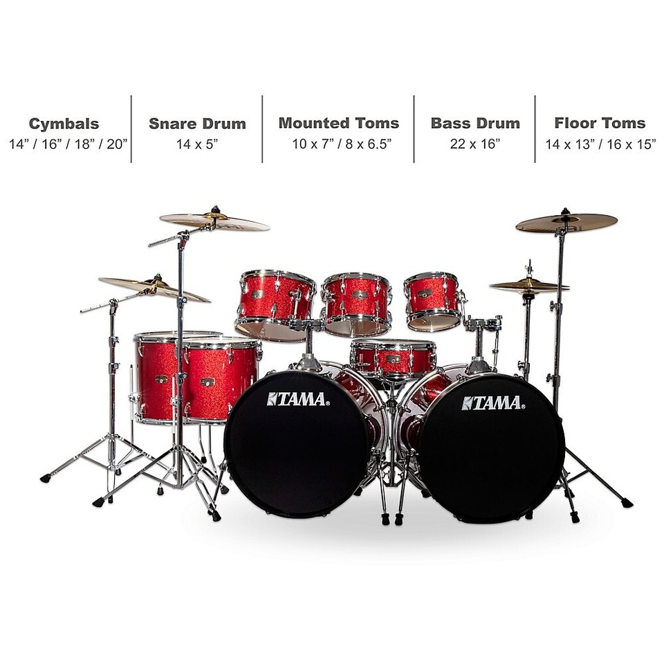 TAMA Imperialstar 8-Piece Double Bass Drum Set w/MEINL HCS Cymbals ...