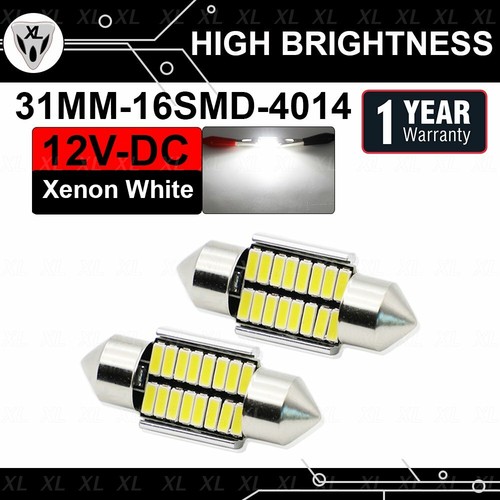 2 Pcs Extremely White Light 31mm Festoon 16 SMD LED 4014 Side Marker ...