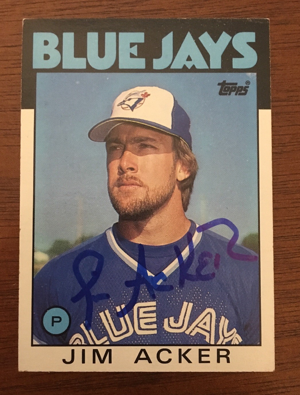 JIM ACKER 1986 TOPPS AUTOGRAPHED SIGNED AUTO BASEBALL CARD BLUE JAYS ...