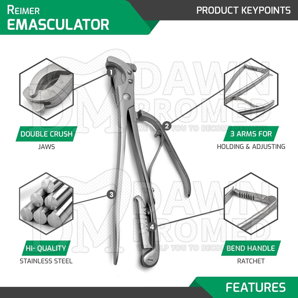 Reimer Emasculator Castration Clamp 12.5" Double Crush Veterinary Inst ...