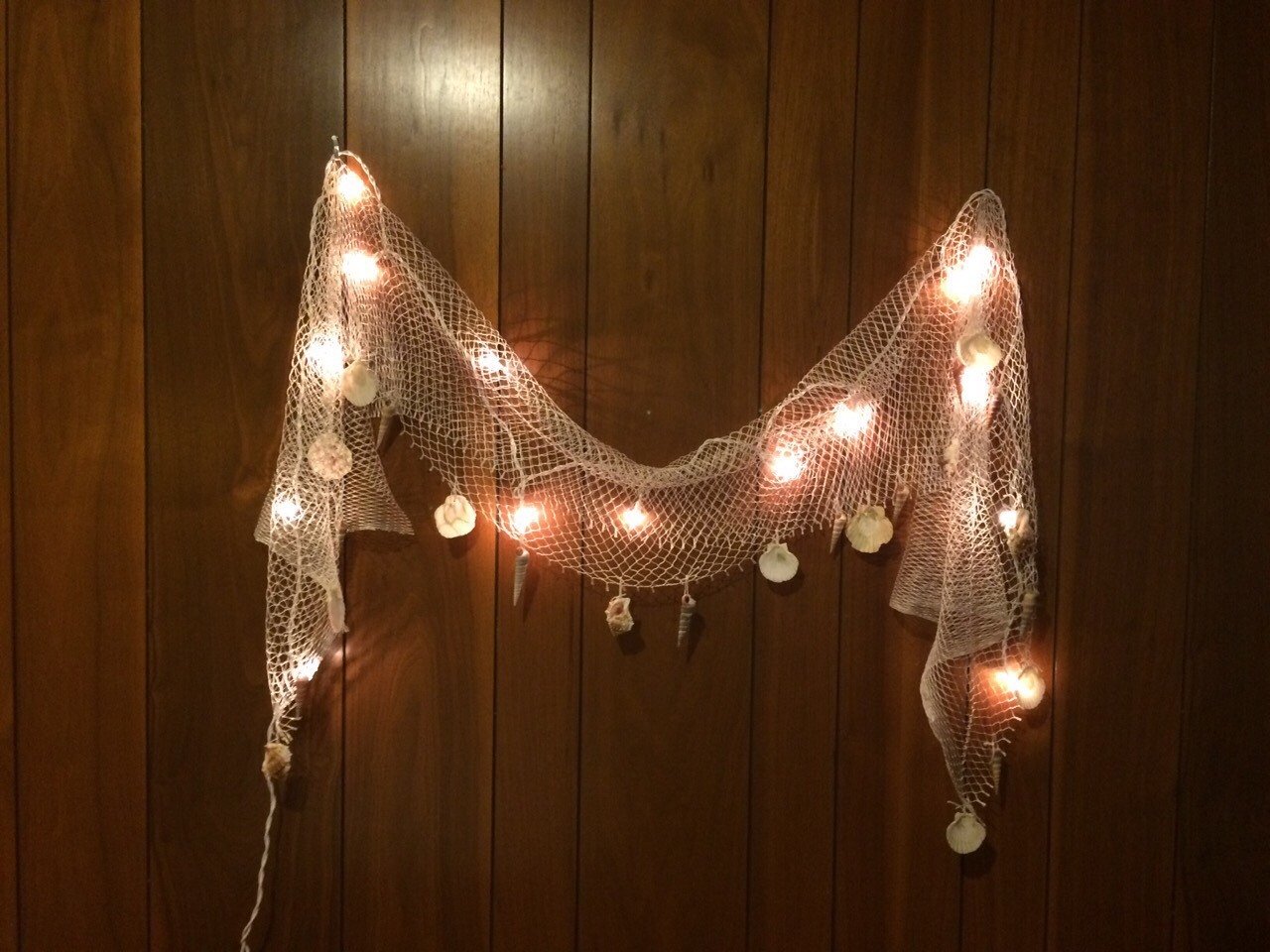 Fish Net Sea Shells Light Strand Outdoor Indoor Nautical Seaside String Lights for sale online ...