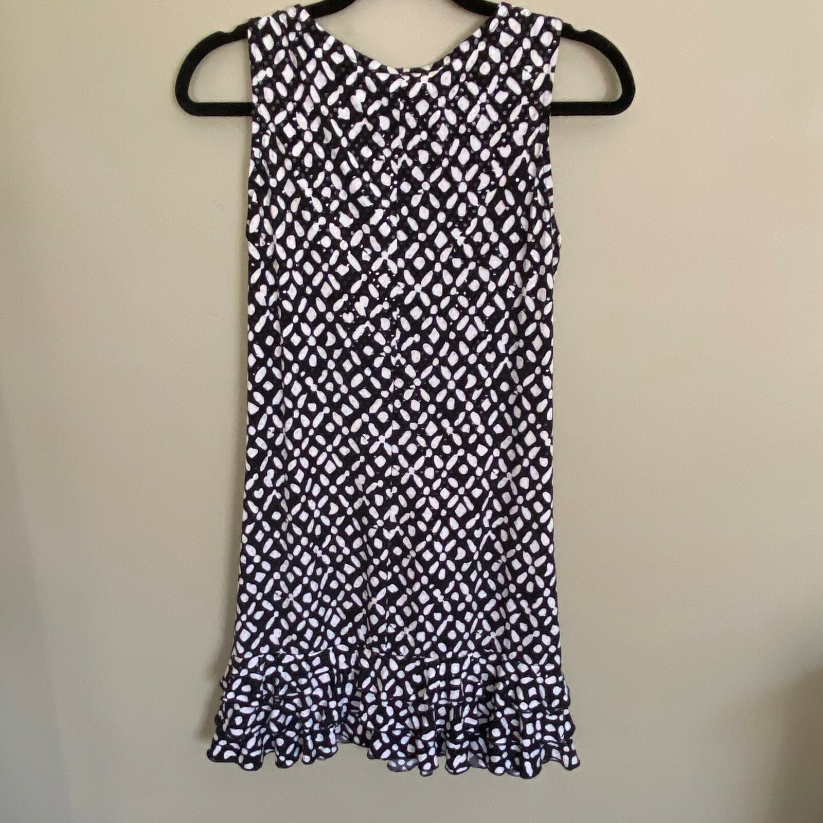 MSK Black & White Dress Ruffle Bottom, Clear sequins … - Gem