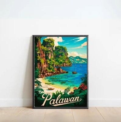 Palawan Vintage Travel Poster - Palawan print, Philippines Wall Art | eBay